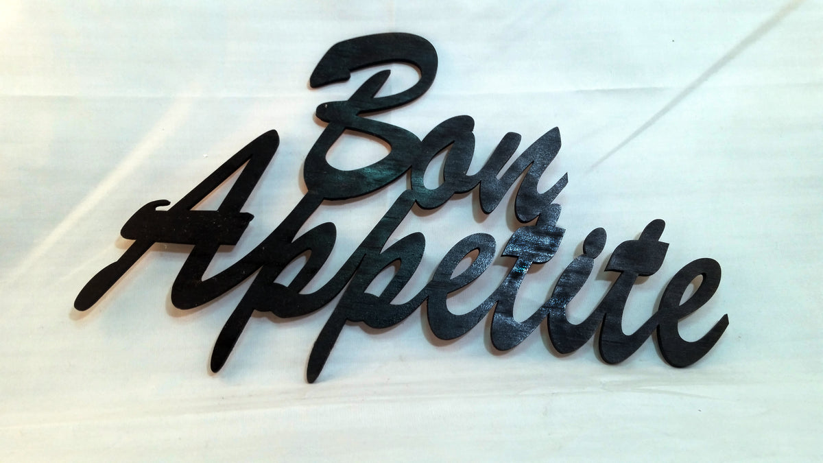 Laser Cut Bon Appétite Words Black